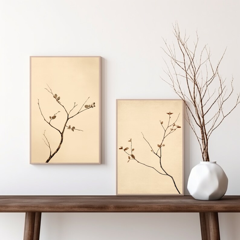 Japandi Wall Art Set: Minimalist Branch Prints (digital Download) - Etsy