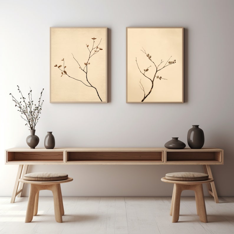 Japandi Wall Art Set: Minimalist Branch Prints (digital Download) - Etsy