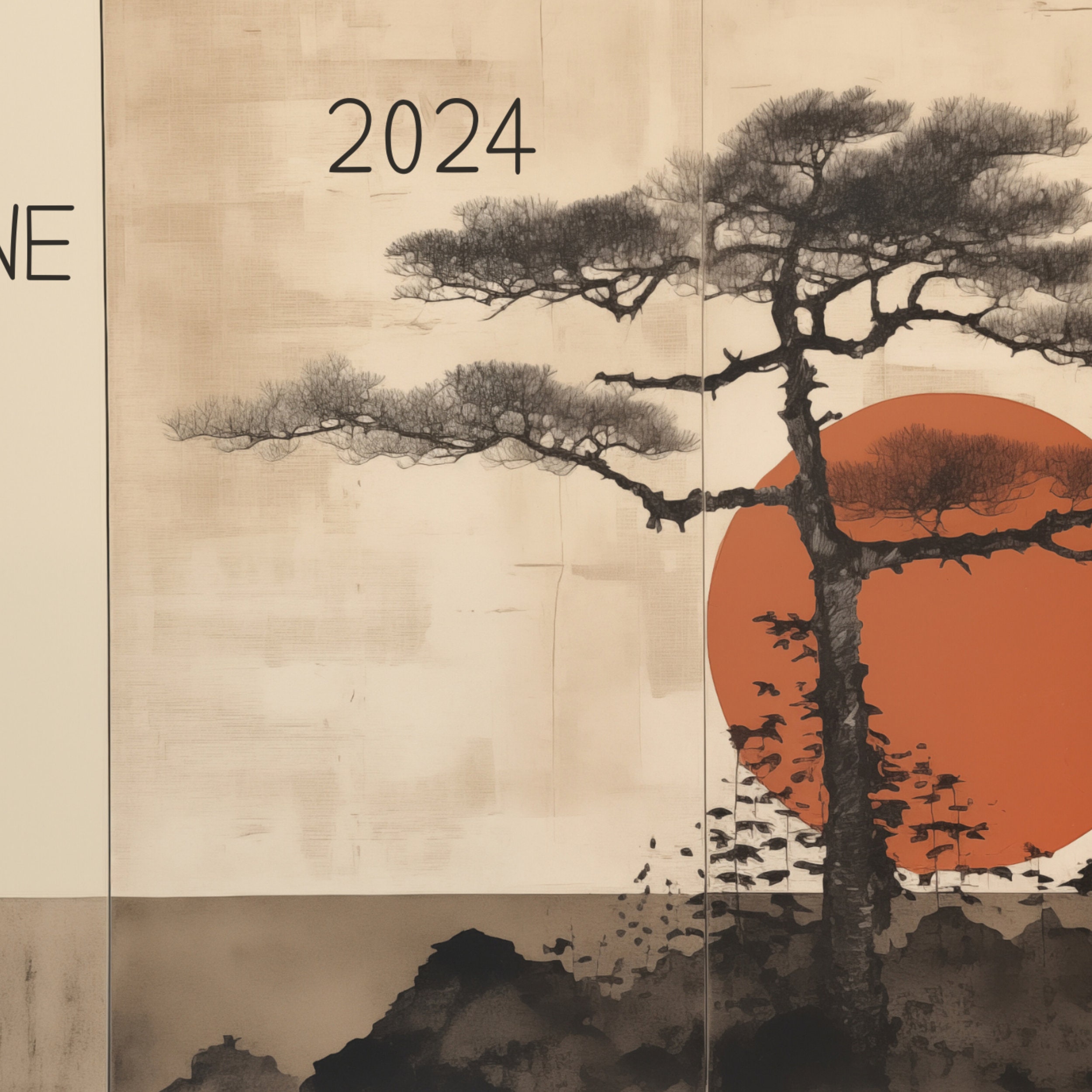 Printable 2024 Japanese Aesthetics Calendar 2024 Wall Calendar 2024 ...
