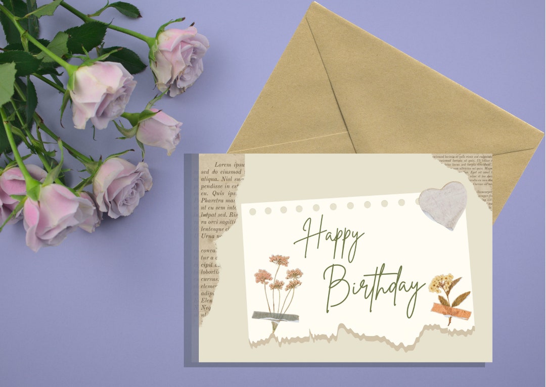 Vintage Design Birthday Card, HAPPY BIRTHDAY CARD - Etsy