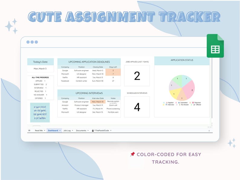 Job Application Tracker | Job Search Spreadsheet | Digital Job Tracker ...