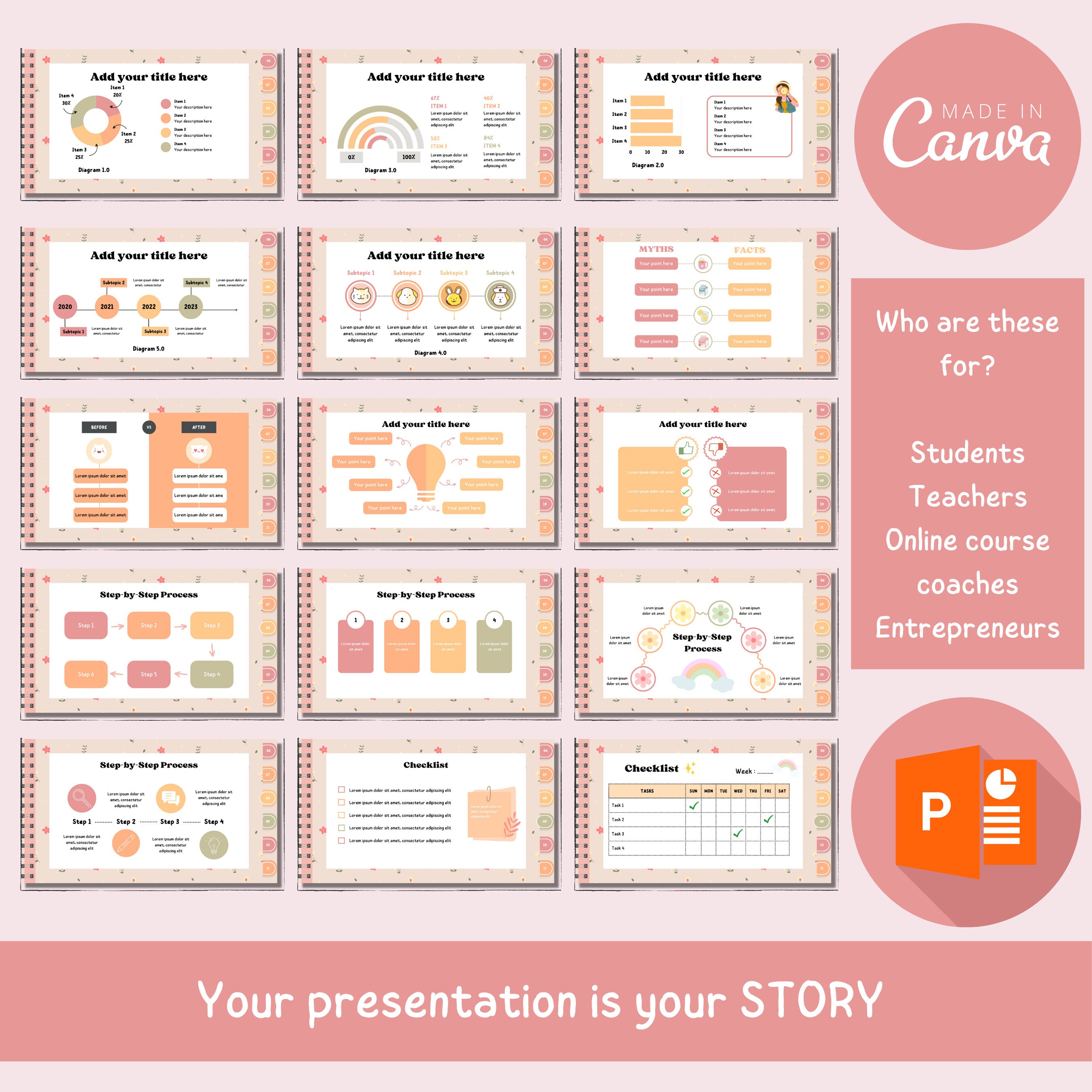 43 Digital Notebook Powerpoint Template, Canva Slide Deck Template for ...