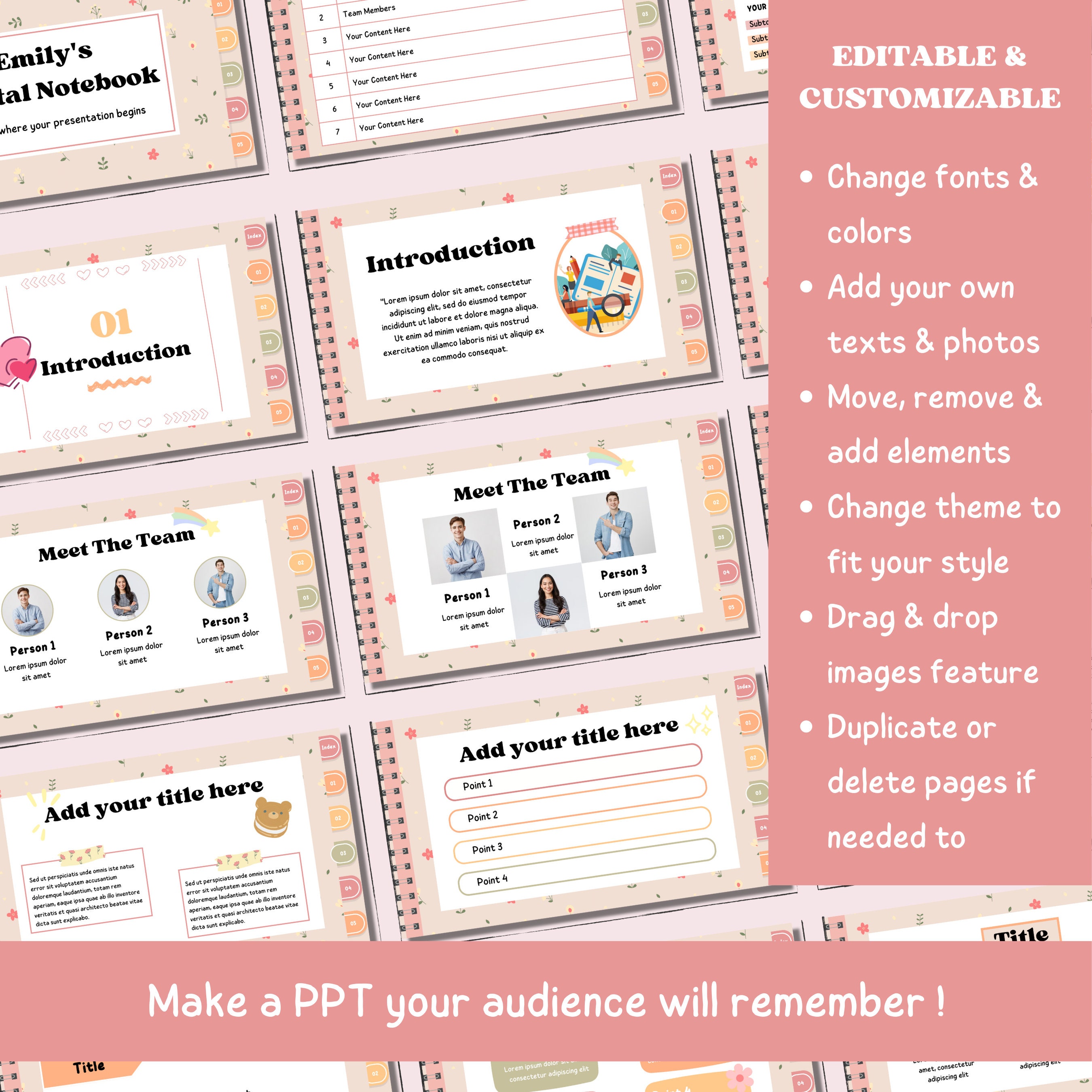 43 Digital Notebook Powerpoint Template, Canva Slide Deck Template for ...