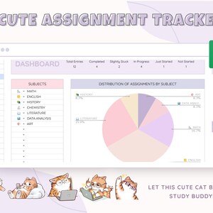 Assignment Tracker Google Sheets Template, Aesthetic Student Planner, Homework Organizer ...