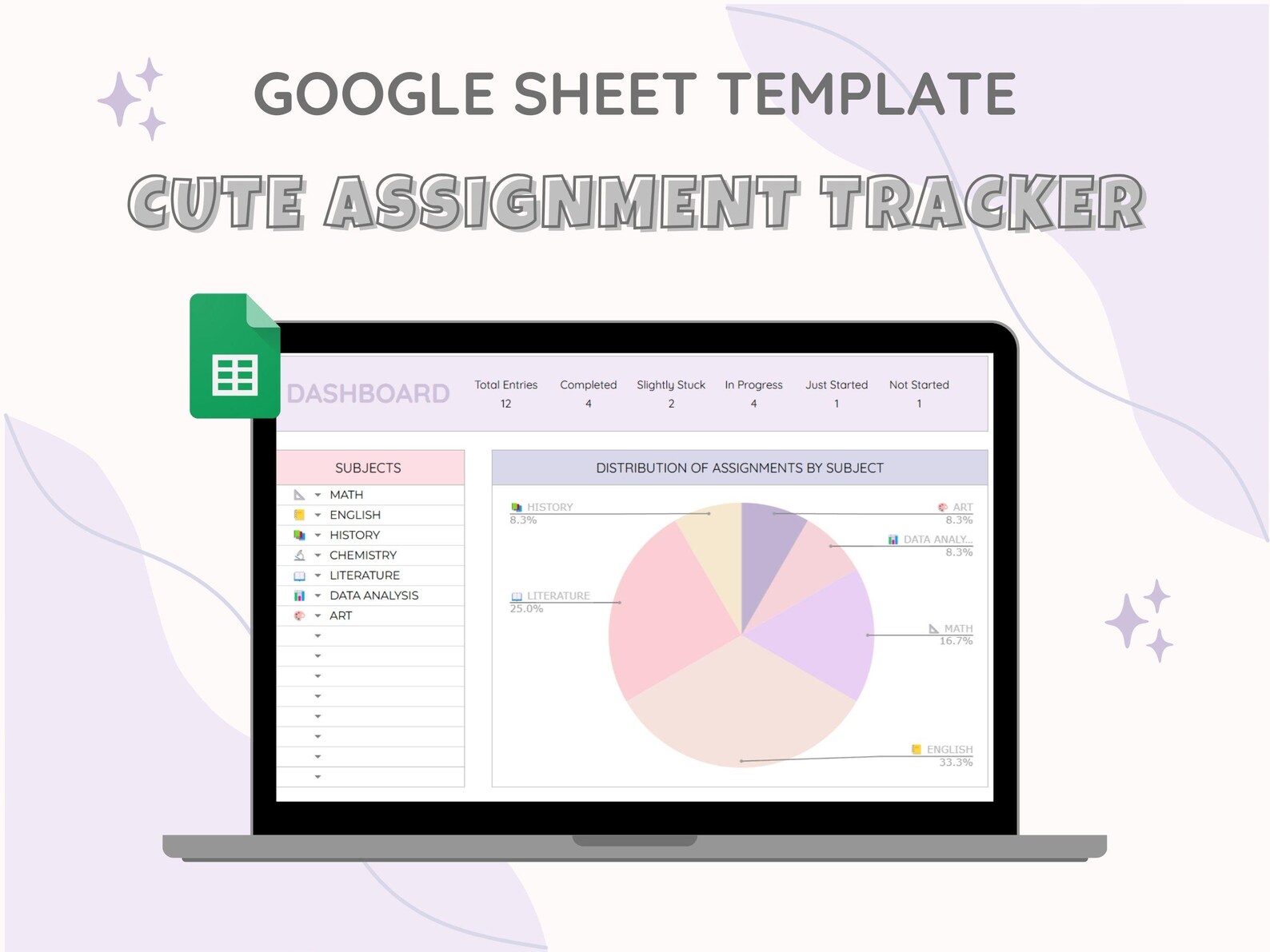 Assignment Tracker Google Sheets Template, Aesthetic Student Planner, Homework Organizer ...