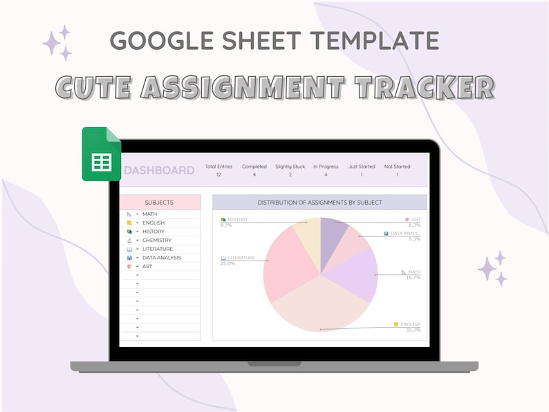 Assignment Tracker Google Sheets Template, Aesthetic Student Planner ...