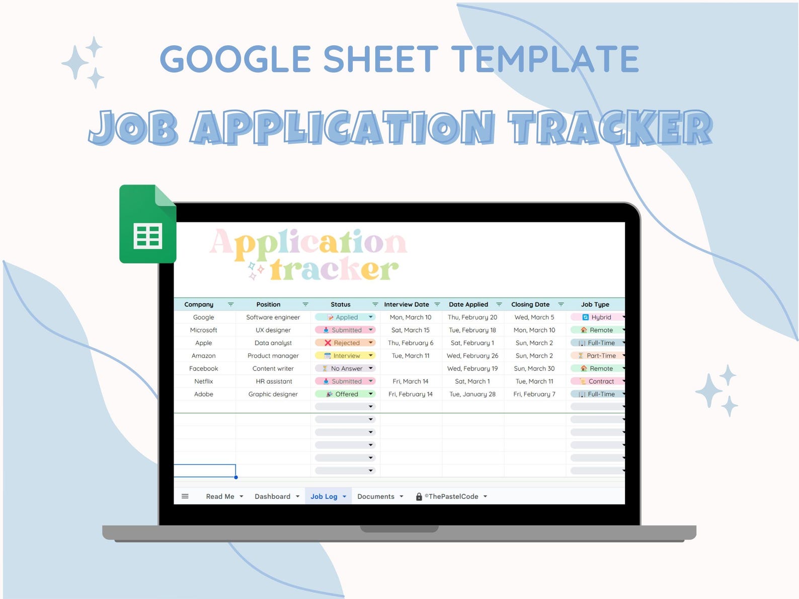 Job Application Tracker | Job Search Spreadsheet | Digital Job Tracker ...