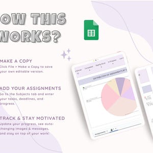 Assignment Tracker Google Sheets Template, Aesthetic Student Planner ...