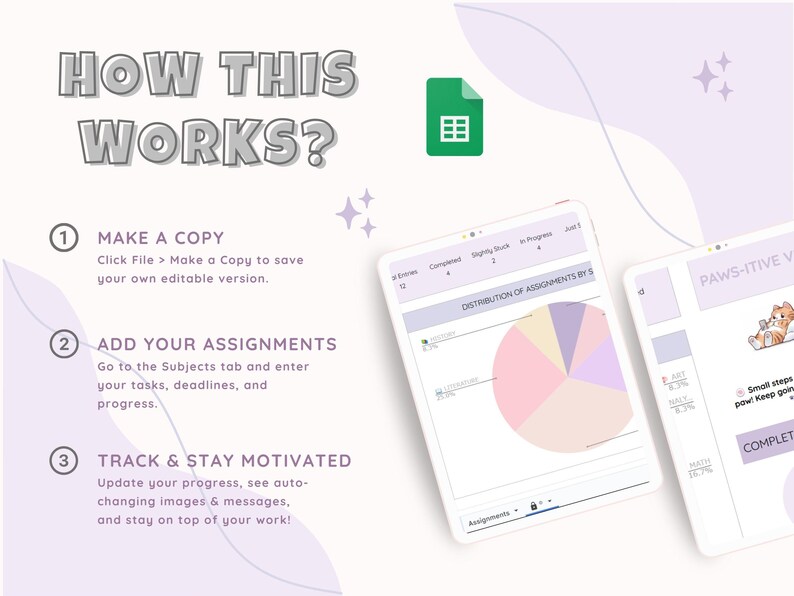 Assignment Tracker Google Sheets Template, Aesthetic Student Planner ...