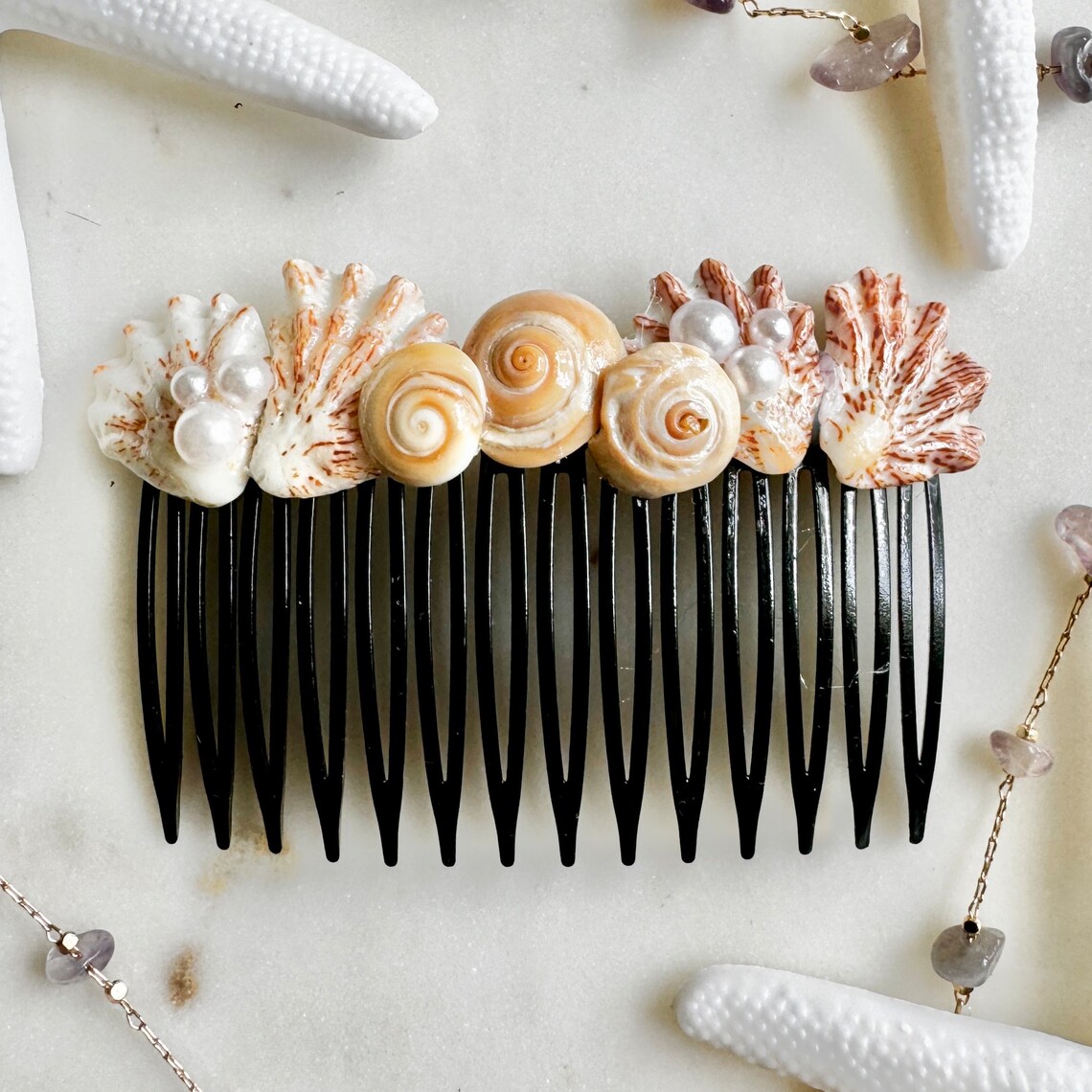 Seashell Hair Comb, Natural Shells, Beach Hair Accessory, Mermaid Hair ...