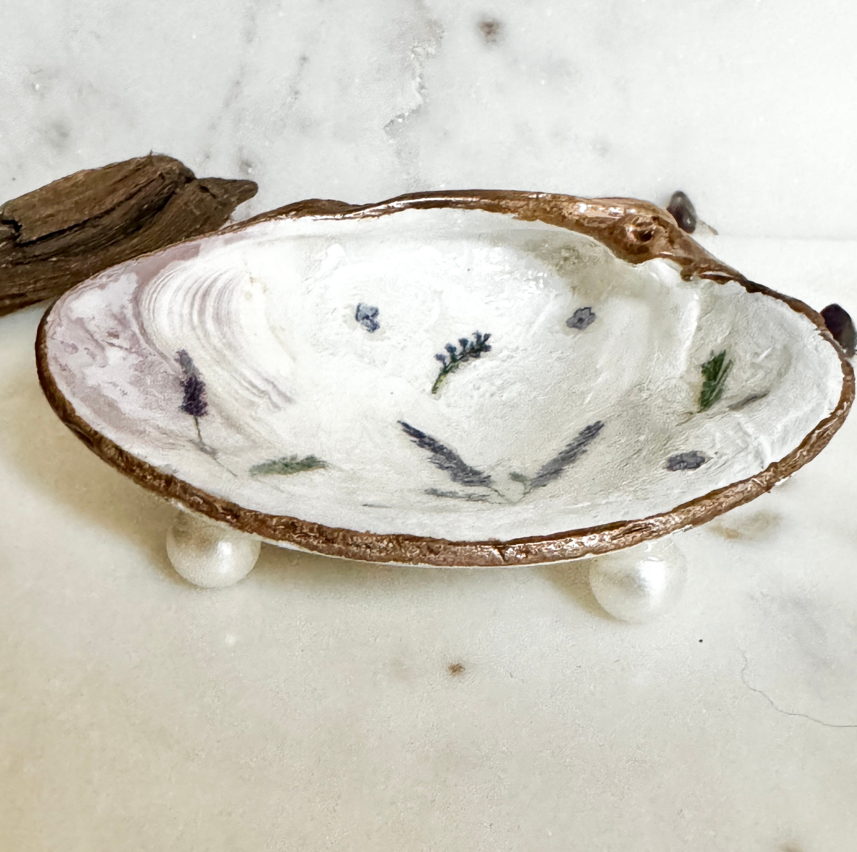 Elegant Clam Shell Ring/trinket/jewlery Dish, Lavender Theme, Change ...