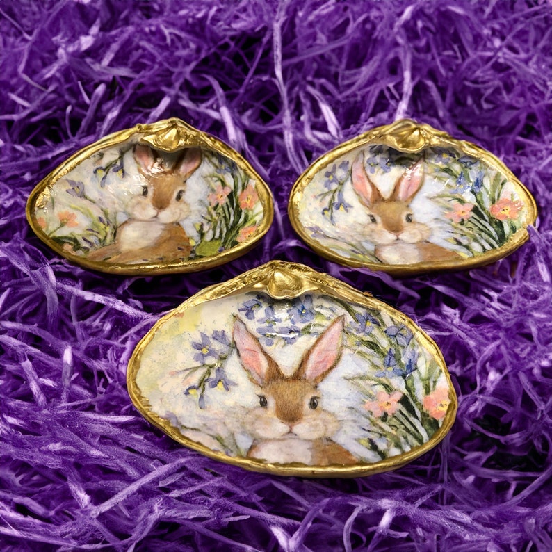 Coastal Clam Shell Easter Rabbit Jewelry/ring/trinket Dish - Etsy