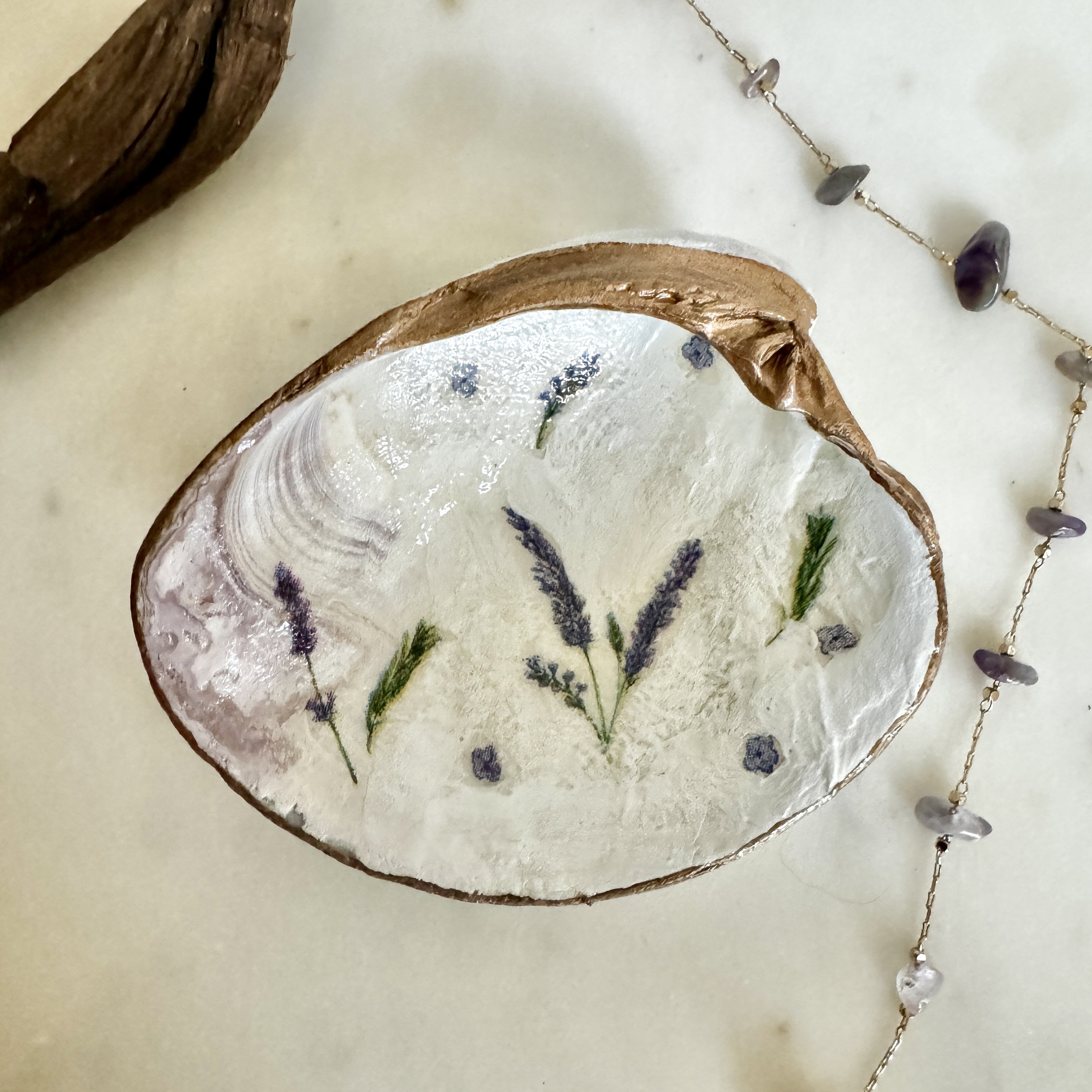 Elegant Clam Shell Ring/trinket/jewlery Dish, Lavender Theme, Change Holder - Etsy