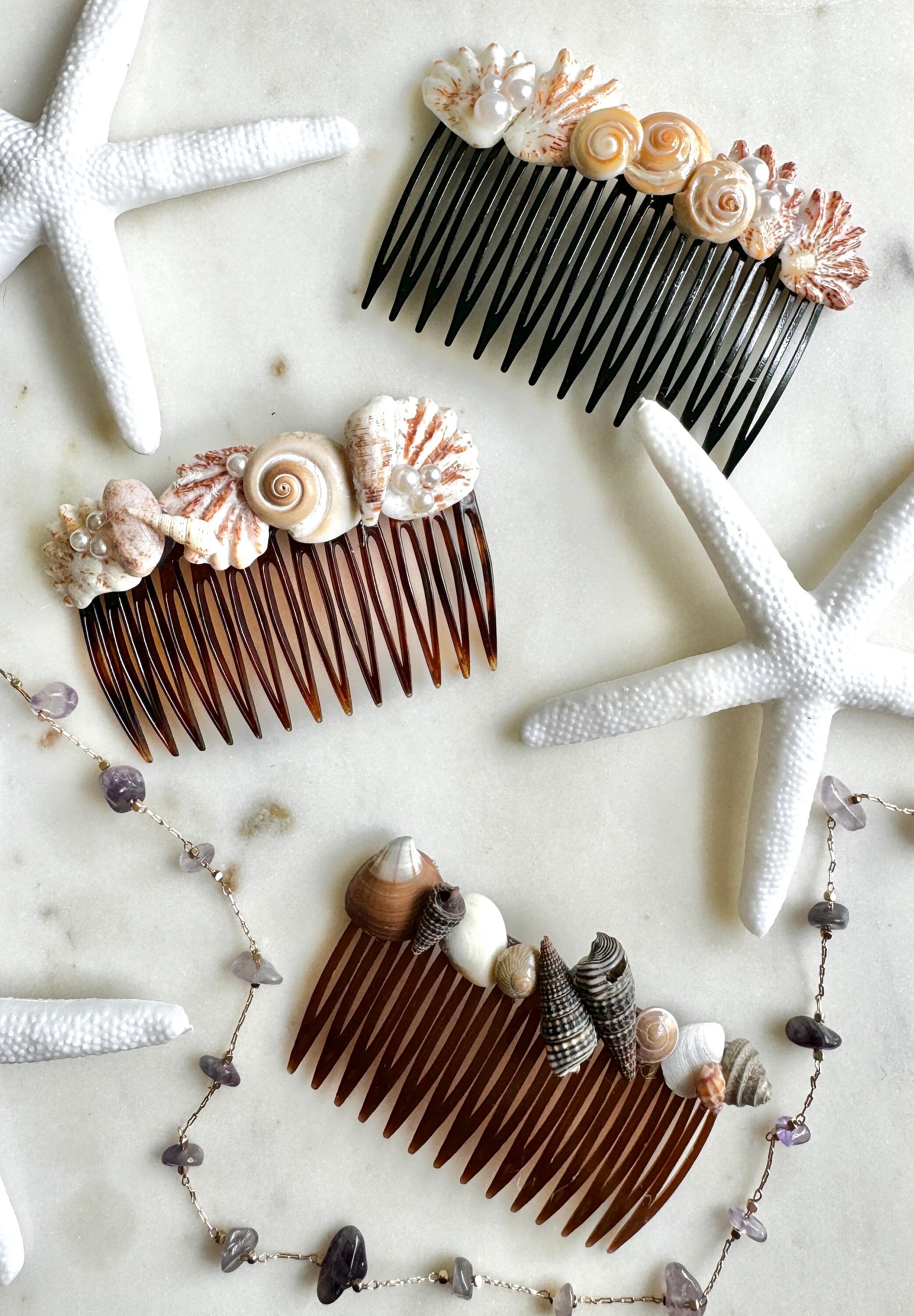 Seashell Hair Comb, Natural Shells, Beach Hair Accessory, Mermaid Hair ...