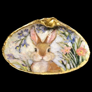 Coastal Clam Shell Easter Rabbit Jewelry/ring/trinket Dish - Etsy