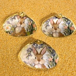 Coastal Clam Shell Easter Rabbit Jewelry/ring/trinket Dish - Etsy