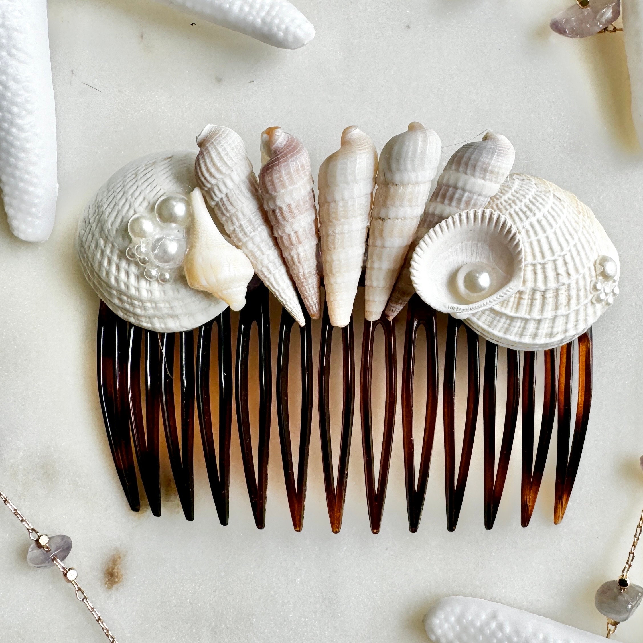 Seashell Hair Comb, Natural Shells, Beach Hair Accessory, Mermaid Hair ...