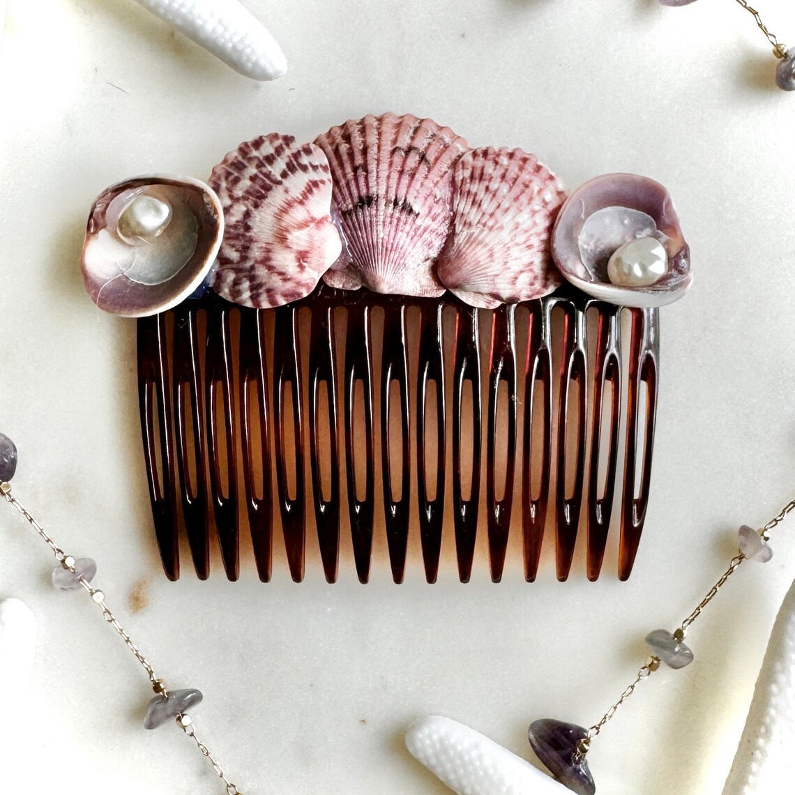 Seashell Hair Comb, Natural Shells, Beach Hair Accessory, Mermaid Hair ...