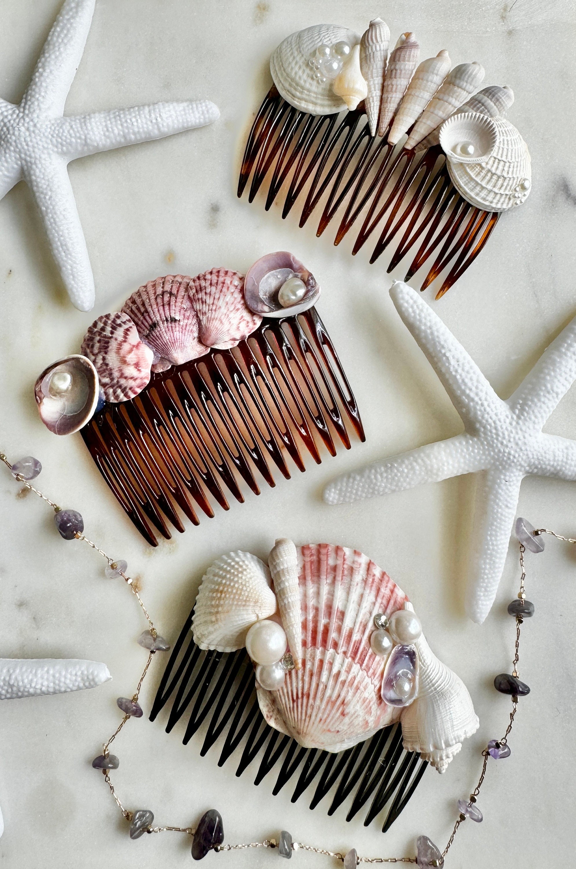 Seashell Hair Comb, Natural Shells, Beach Hair Accessory, Mermaid Hair ...
