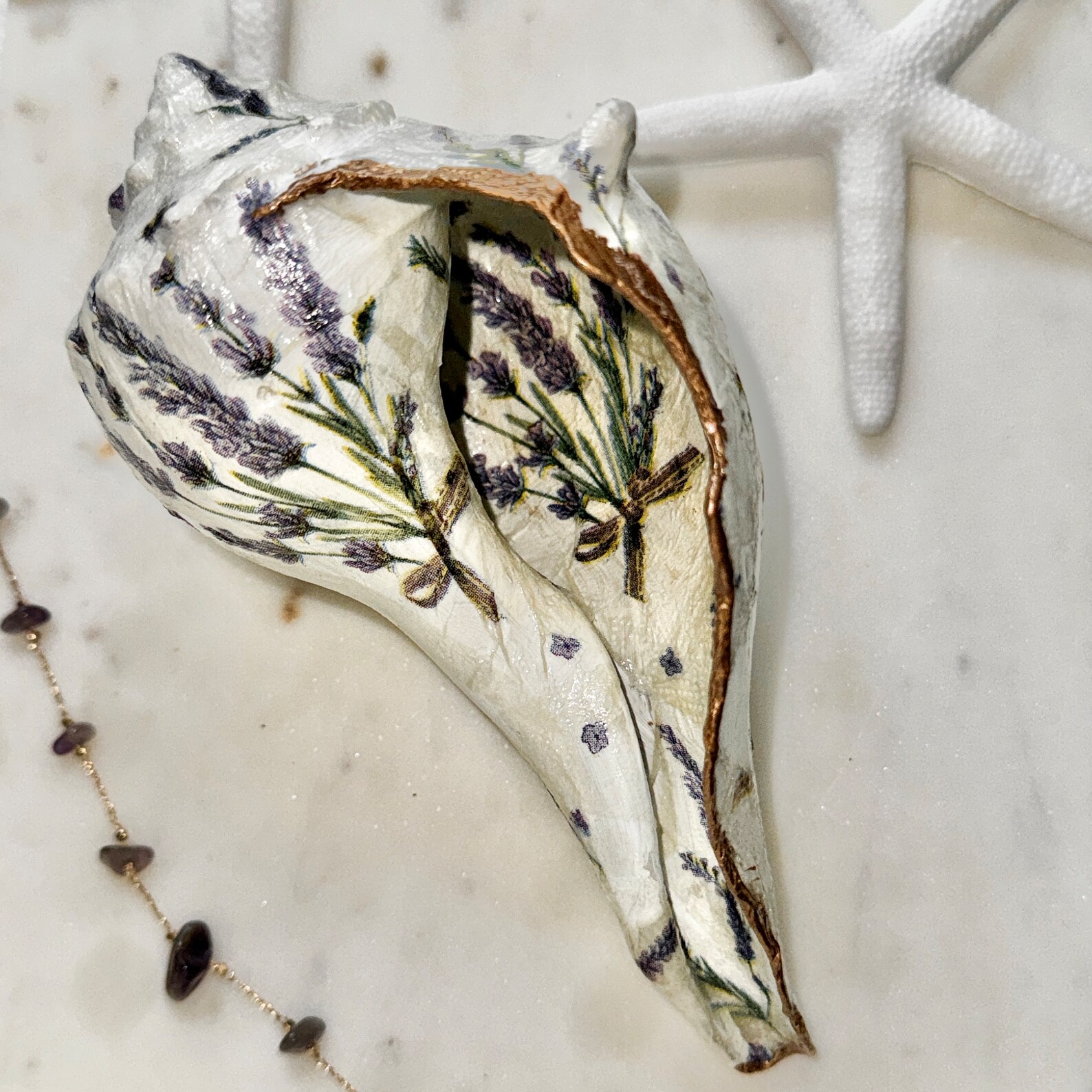 Whelk Shell, Lavender Collection, Decoupage, Home Decor, Coastal Decor ...