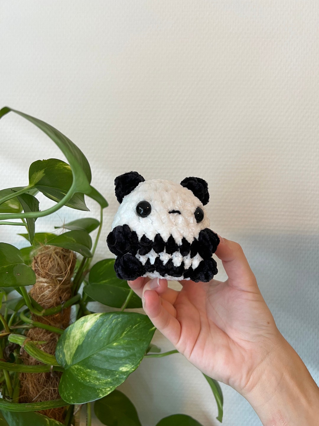 Baby Panda Handmade Cute Stuffed Animal Fluffy Amigurumi Toy Gift Black ...