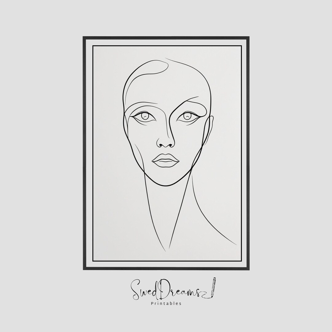 Minimalist Line Art Face Print – Modern Abstract Portrait Wall Decor ...