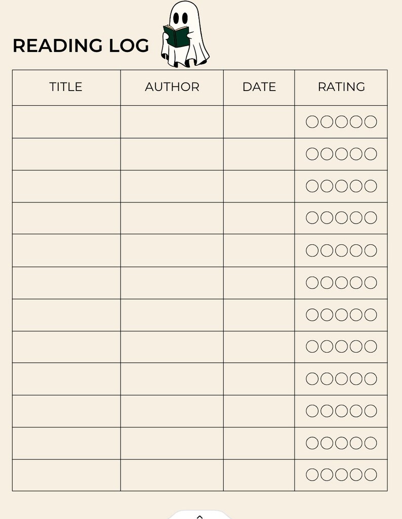 Cute Fall Reading Log: Aesthetic Spooky Season Reading Log to Record ...