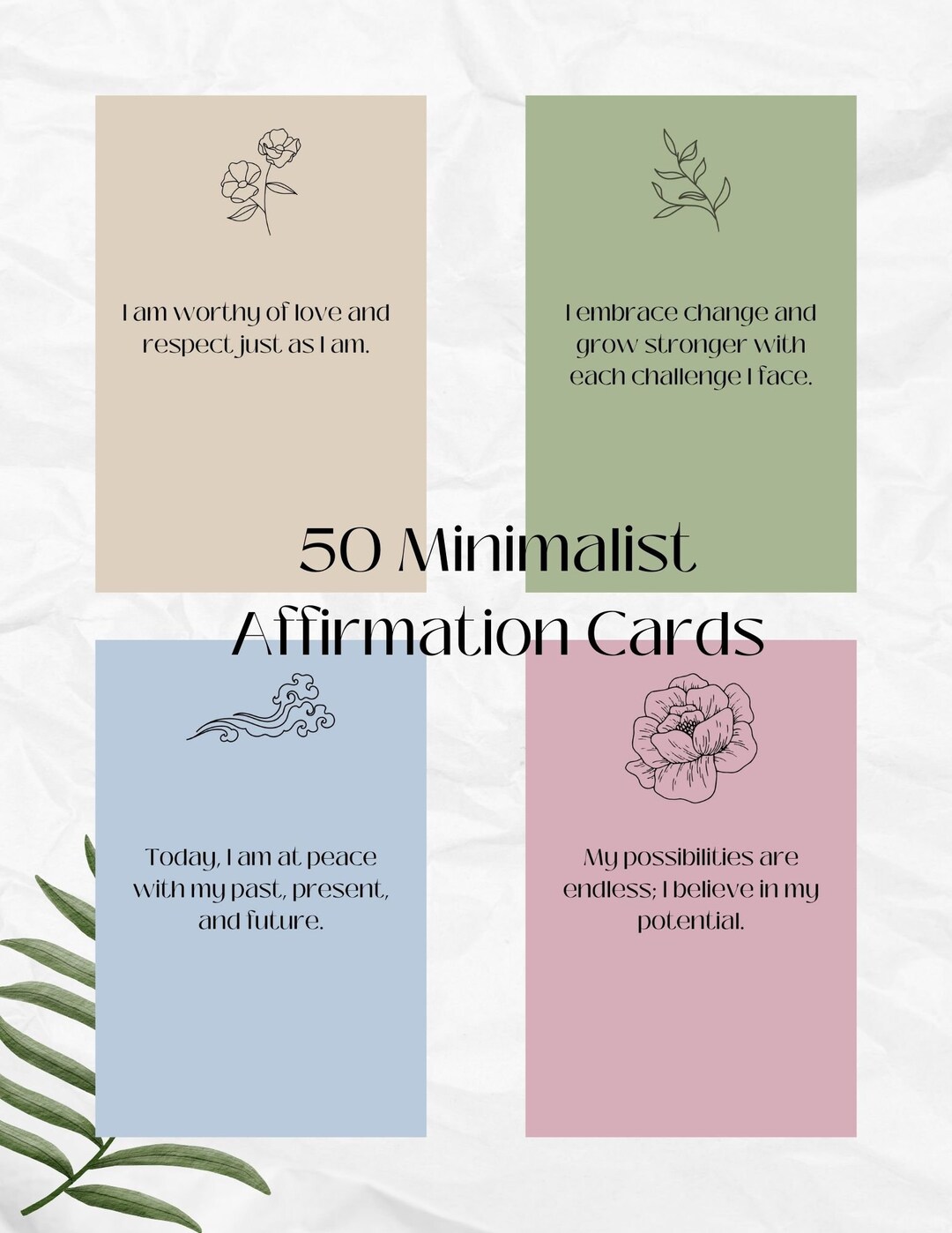 Deck of 50 Minimalist Affirmation Cards. for Daily Affirmations ...