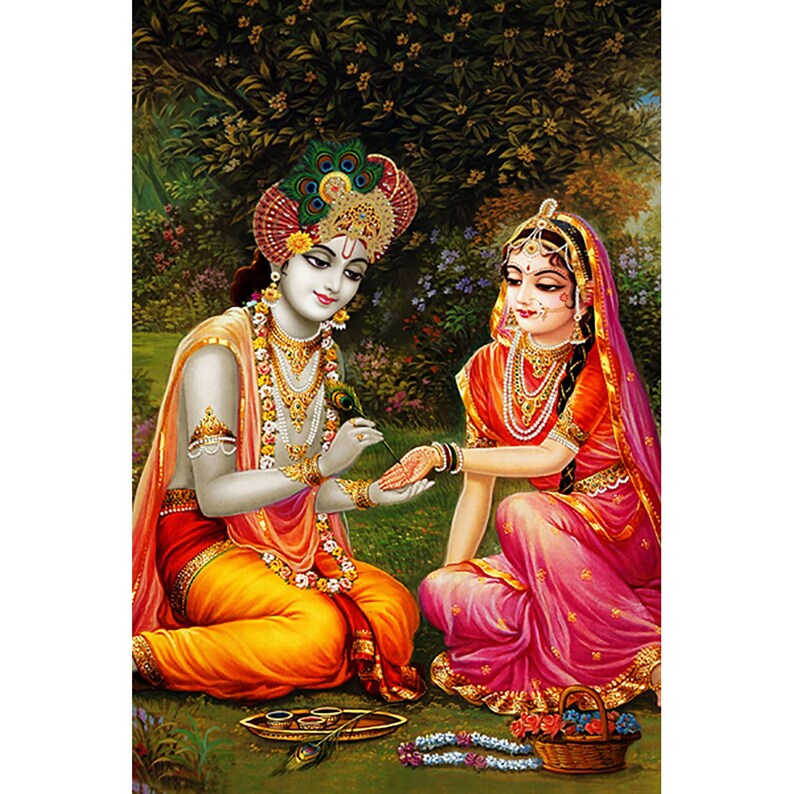 Print of Lord Krishna and Radha radha Krishna Unframed Wall Posterpaper ...