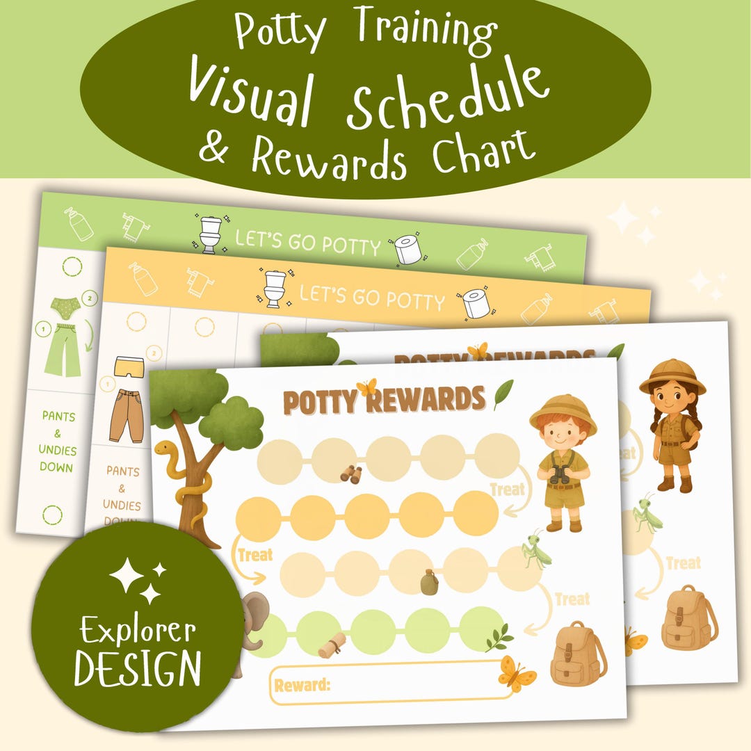 Potty Training Rewards Chart + Flip Chart Visual Schedule| Explorer ...