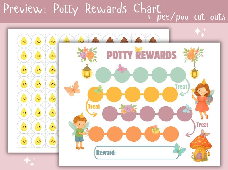 Potty Training Rewards Chart + Flip Chart Visual Schedule| Fairy Design ...