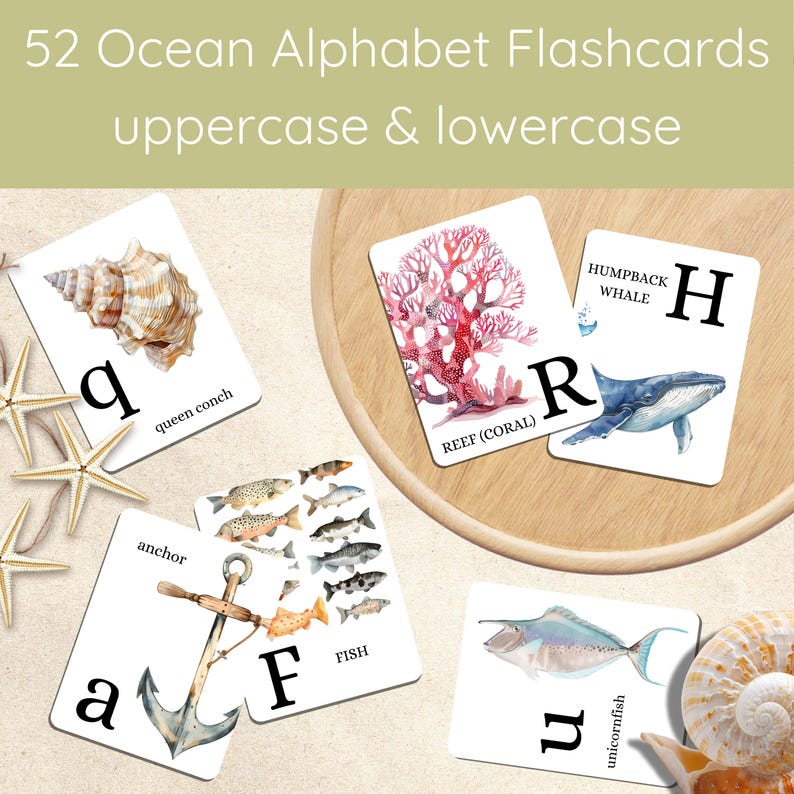 Printable Ocean Alphabet Flashcards - Etsy