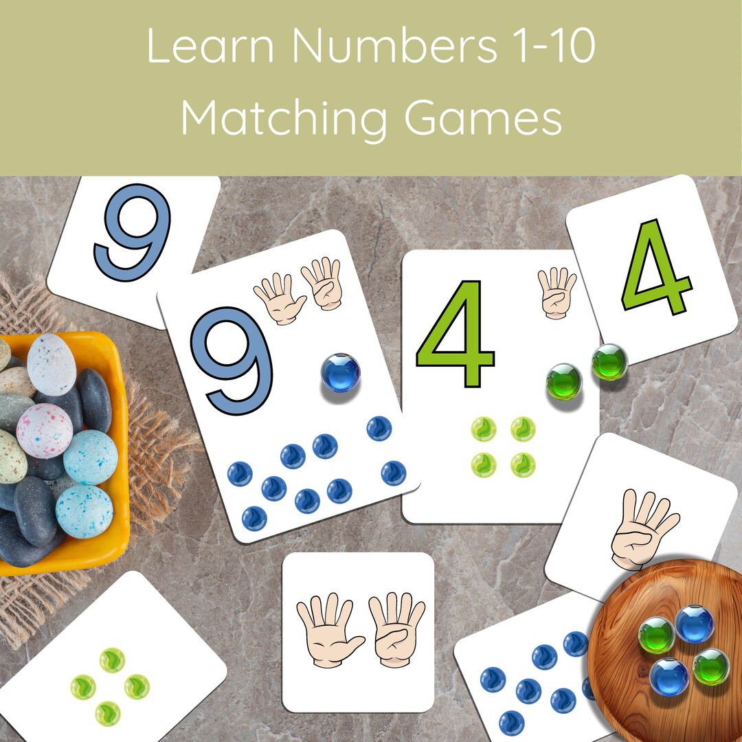 Marble Number Flashcards: Montessori Counting Cards 1-10 (printable PDF ...