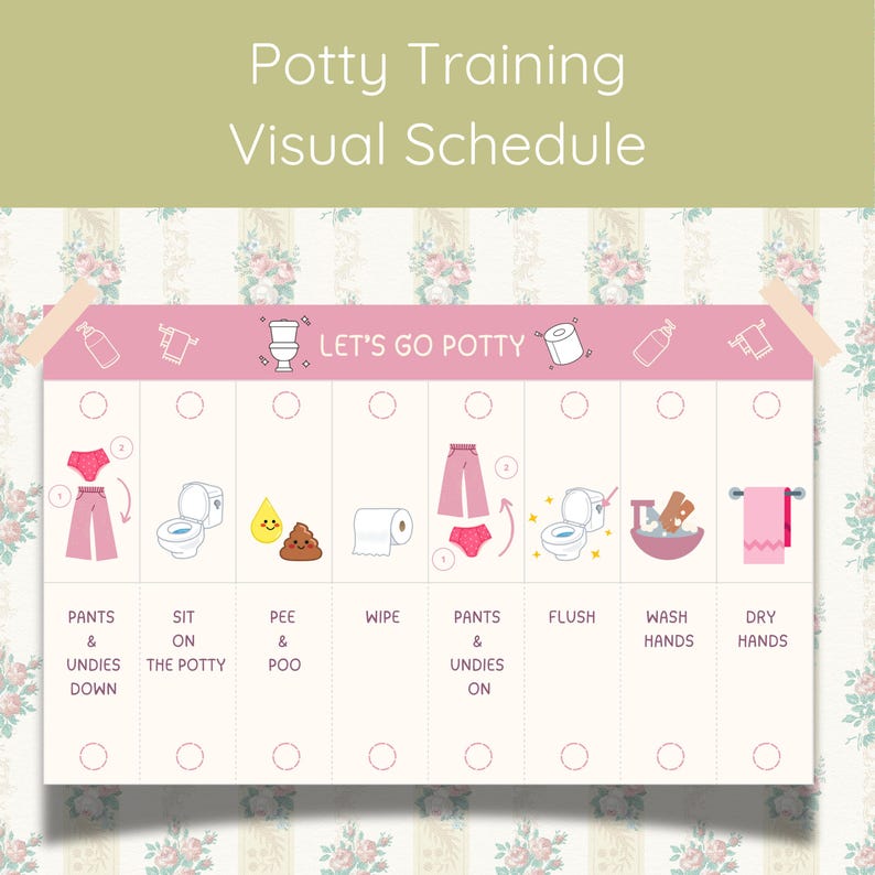 Printable Potty Training Chart for Toddlers | Visual Schedule Routine ...