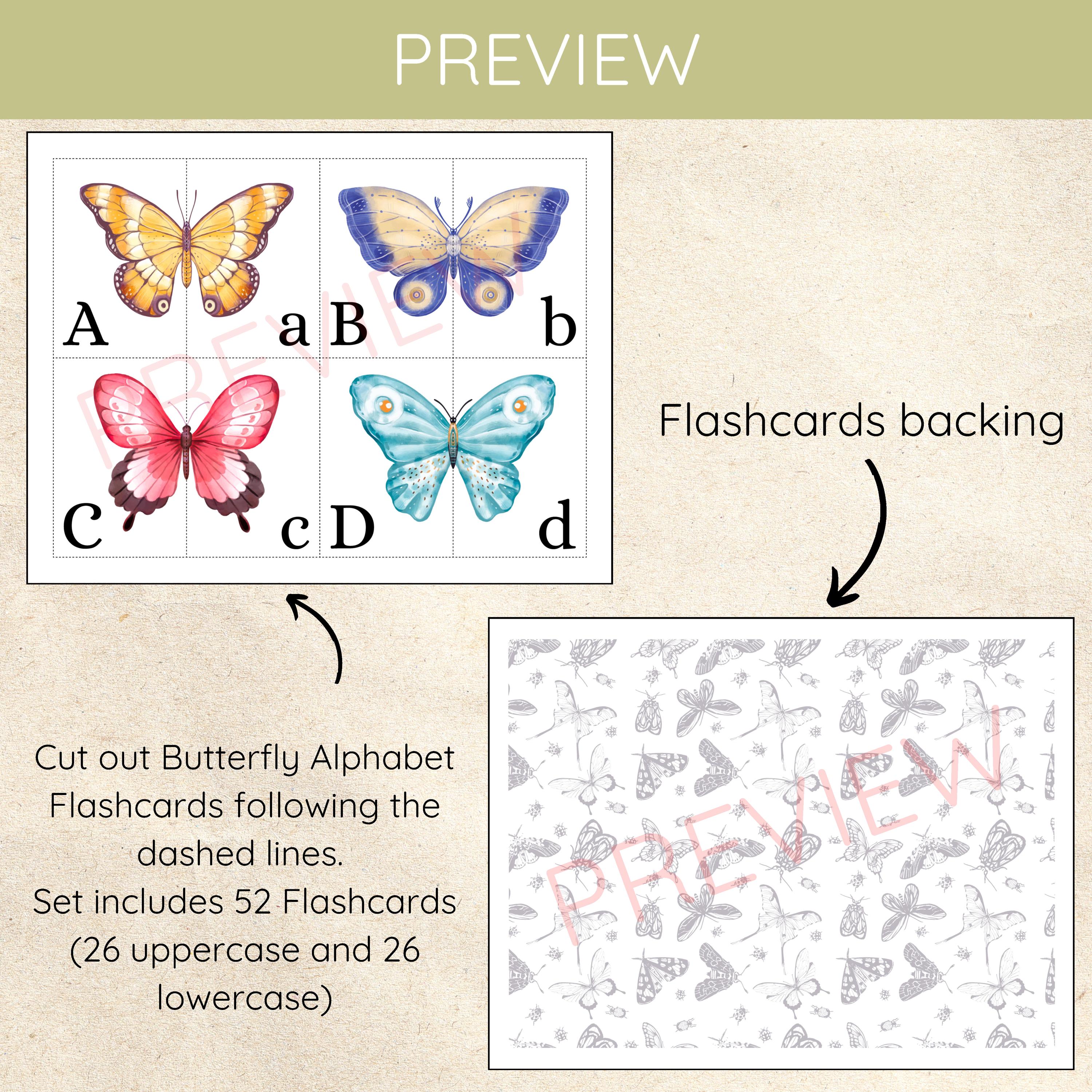 Printable Butterfly Alphabet Flashcards | Uppercase & Lowercase ...