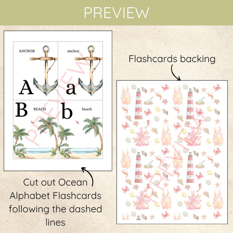 Printable Ocean Alphabet Flashcards - Etsy