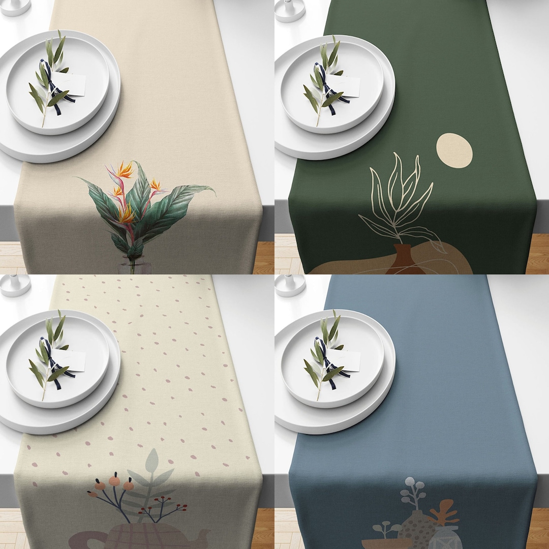 Modern Art Suede Texture Table Runner Bohemian Vase Print - Etsy