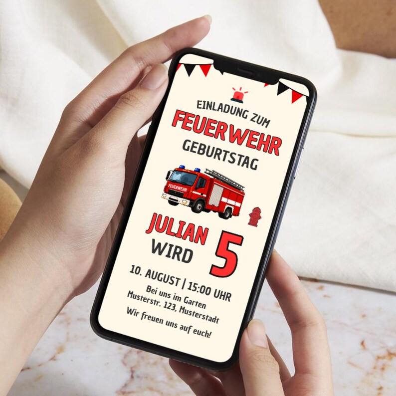 Firefighter Birthday Invitation | Kids' Birthday Party | Firefighter ...