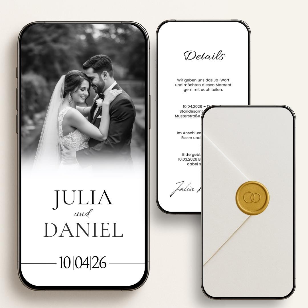 Digital Registry Office Invitation With Photo | Animated Whatsapp ...