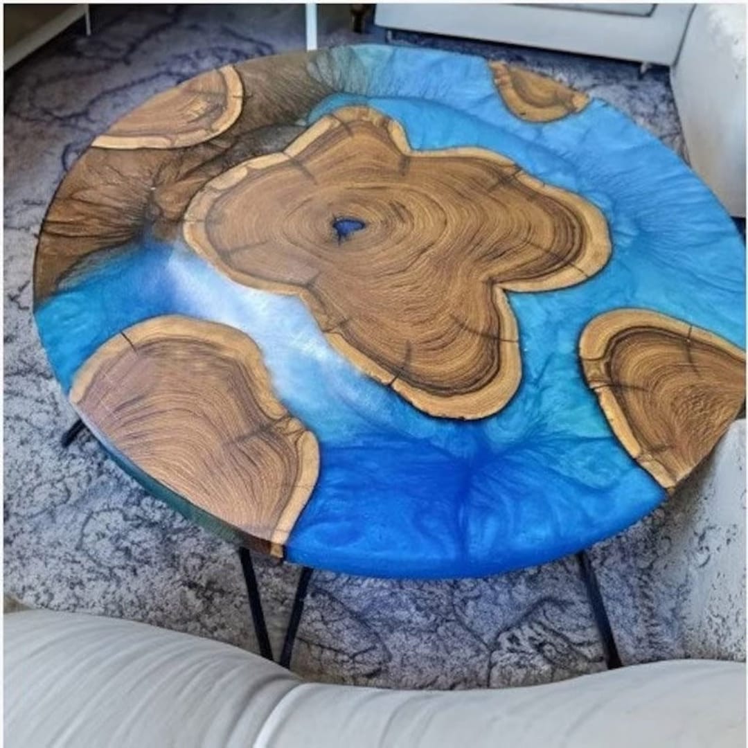 Round Epoxy Table Top, River Table, Handmade Living Room Furniture ...