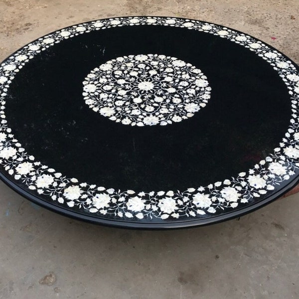 Antique Round Inlay Dining Table - Etsy