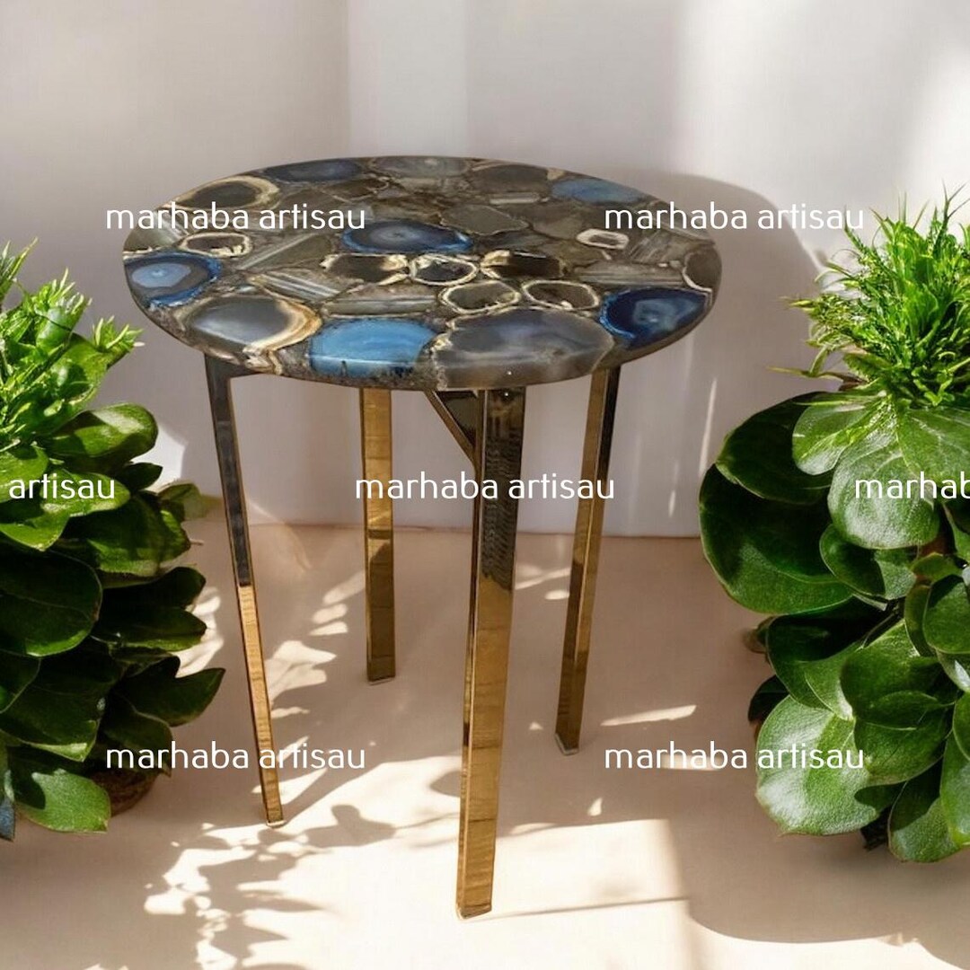 Random Art Abalone Shells Marble Coffee Table Handmade Abalone Stones ...