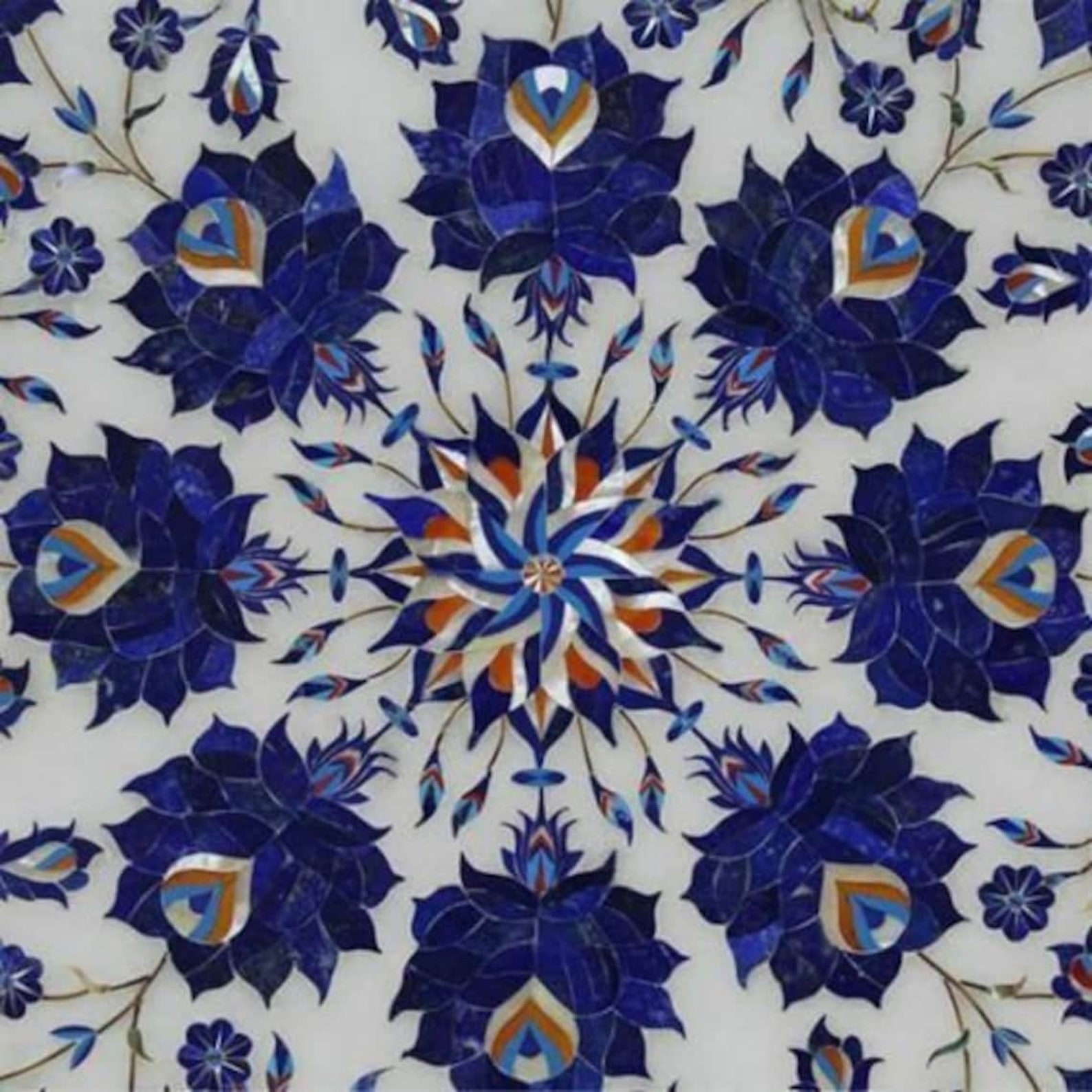 Marble Corner Table Top Inlay Art Semi Precious Stones Lapis - Etsy