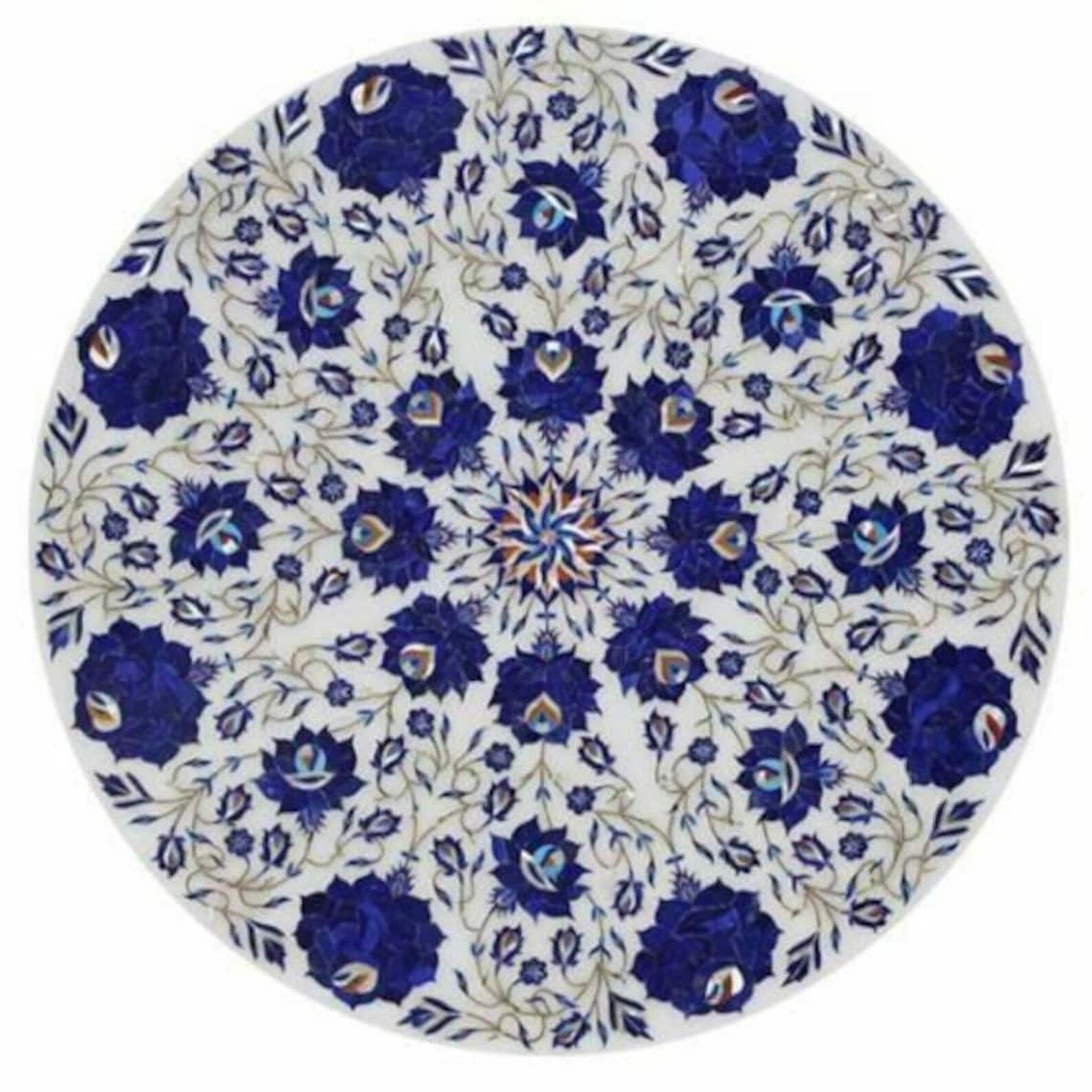 Marble Corner Table Top Inlay Art Semi Precious Stones Lapis - Etsy