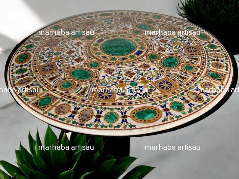 Marble Corner Table Top Inlay Art Semi Precious Stones Lapis Handmade ...