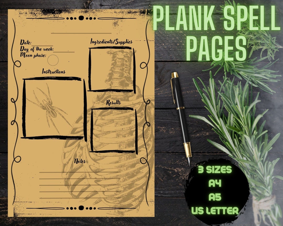 Book of Shadows Spell Template Page, Printable Spell Blank Page, Pdf, Digital Download, Wicca ...