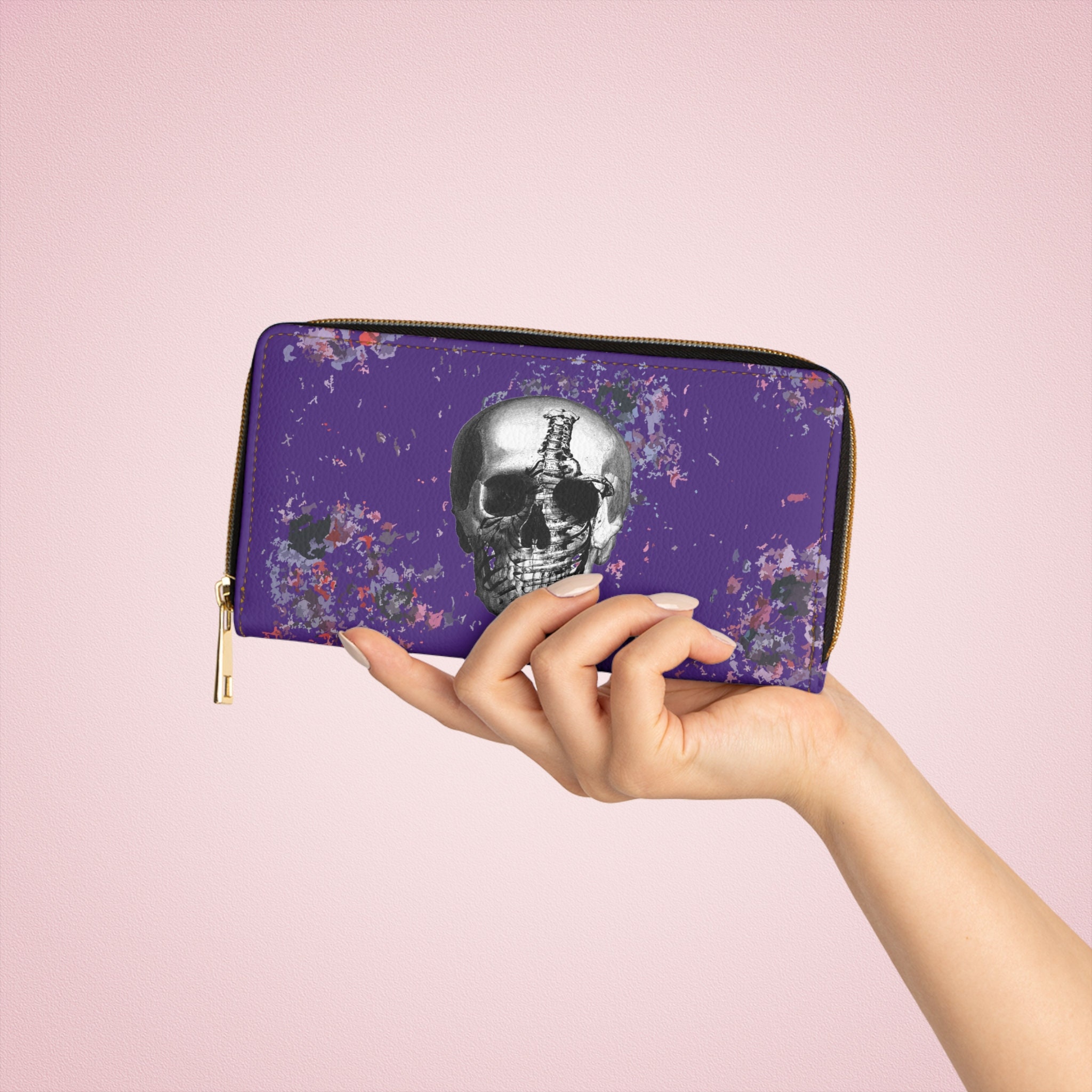 Zipper Wallet, the Scream to the Void Purple, Skull Zipper Wallet ...