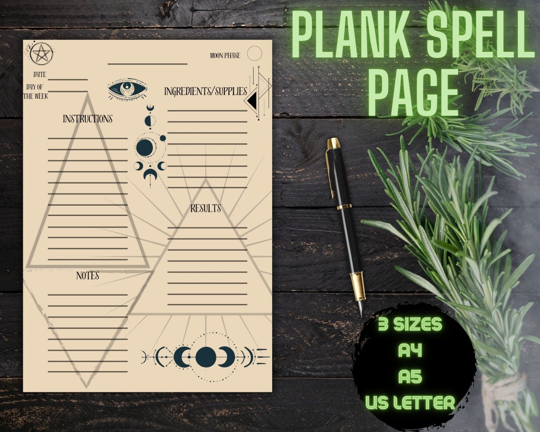 Book of Shadows Spell Template Page, Printable Spell Blank Page, Pdf ...