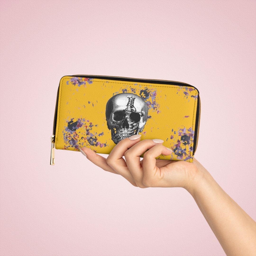 Zipper Wallet, the Scream to the Void Yellow, Skull Zipper Wallet ...
