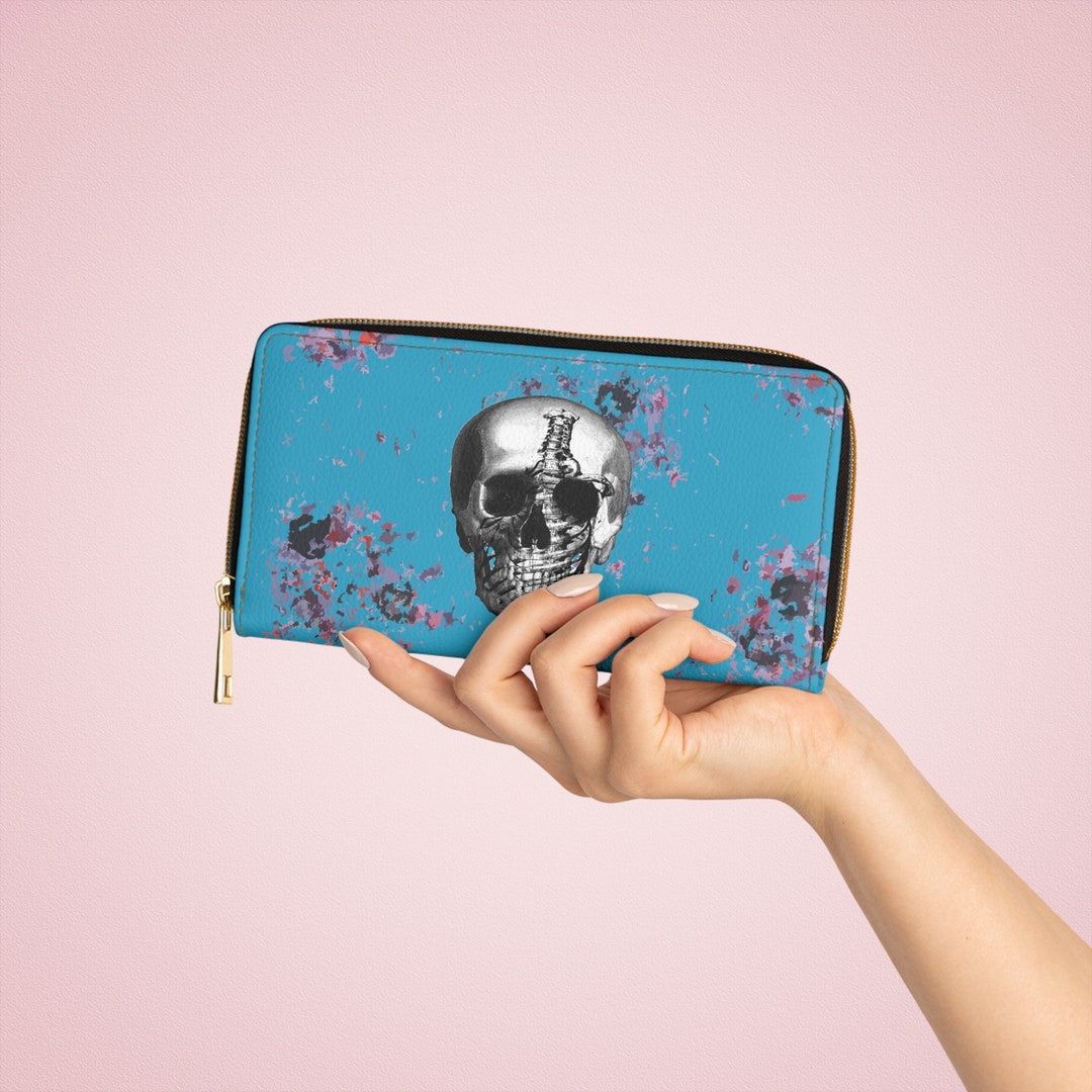 Zipper Wallet, the Scream to the Void Turquoise, Skull Zipper Wallet ...